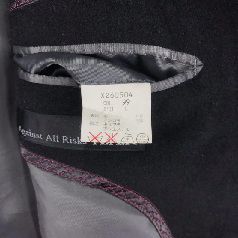 Vintage Yohji Yamamoto Black Wool Coat Against All Risk by Yohji Coat ...