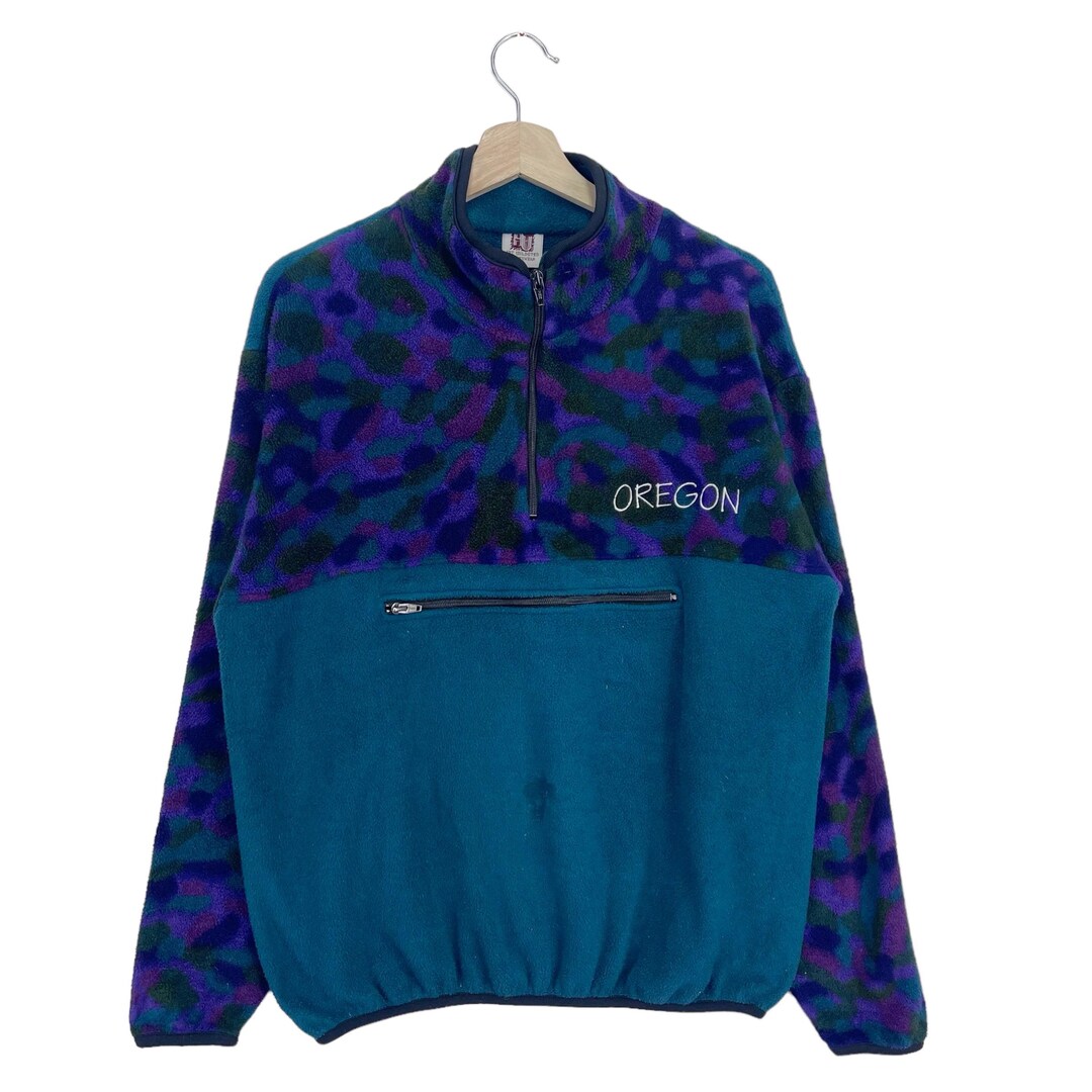 Vintage Oregon State Camouflage Blue Fleece Half Zip Pullover ...