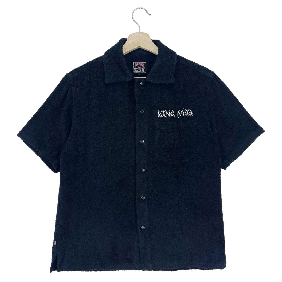 Vintage 00’s King Mob Velour Shirt Button up Single Pocket Embroidered ...