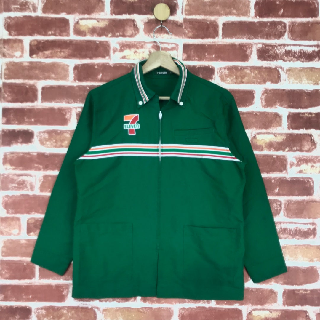 Vintage 7 Eleven Shirt Zipper Collar Green Shirt Size Medium - Etsy