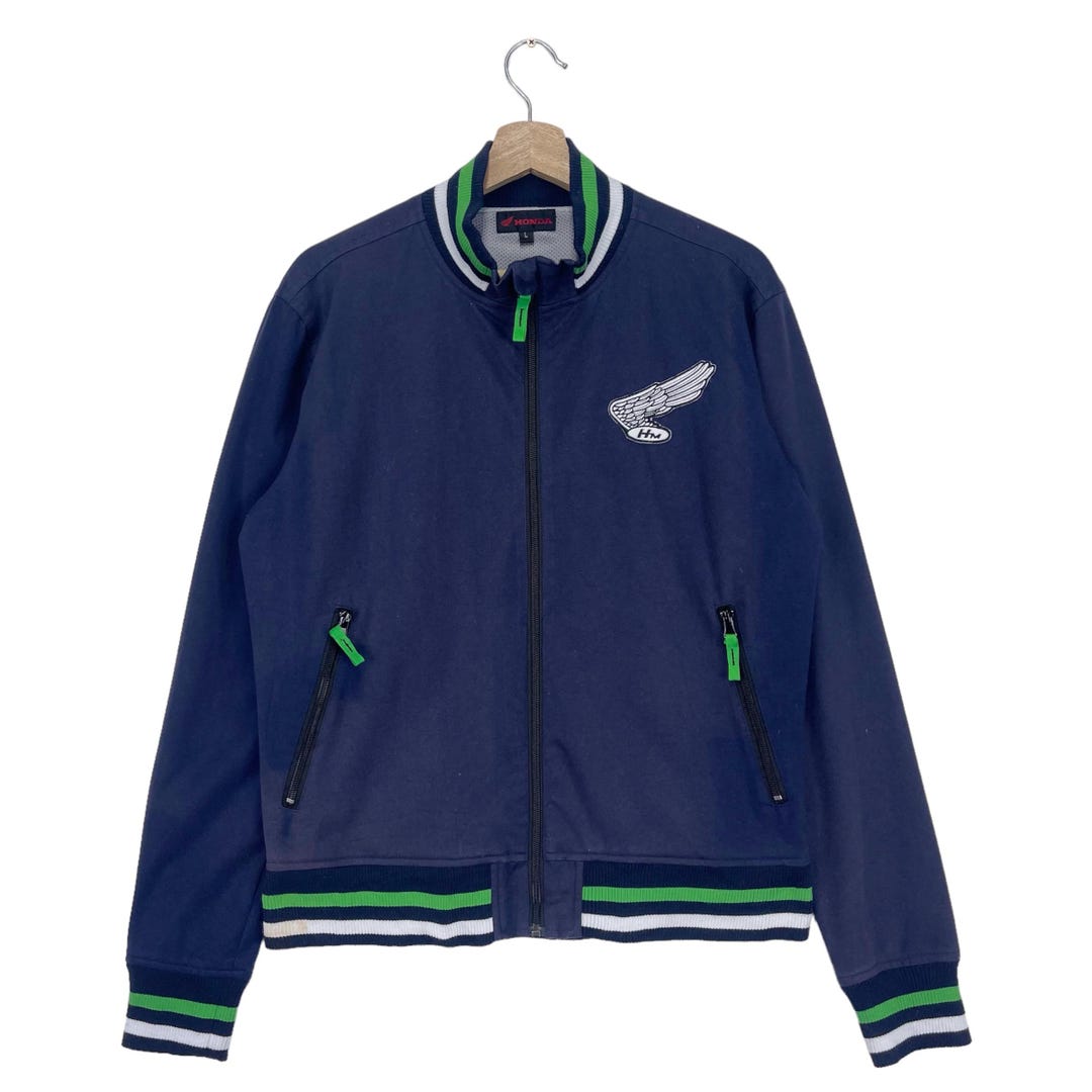 Vintage Honda Racing Team Cotton Jacket Zipper Patches Logo Racing Team ...