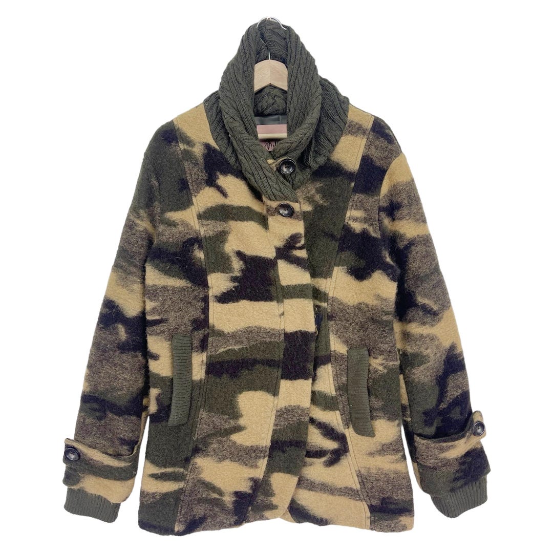Vintage Kavach Camouflage Blend Wool Shawl Bomber Jacket Zipper/button ...