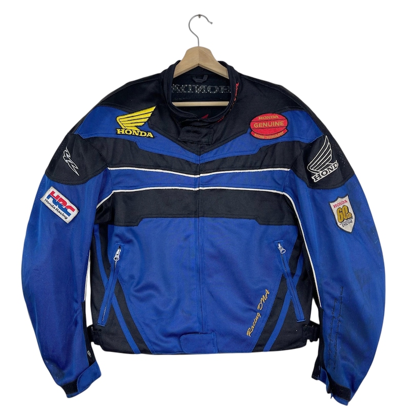 Vintage Honda Racing Jacket Zipper 60th Anniversary Patches Logo Racing ...