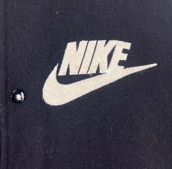 Vintage Nike Varsity Jacket Spell Out Logo Wool Leath… - Gem