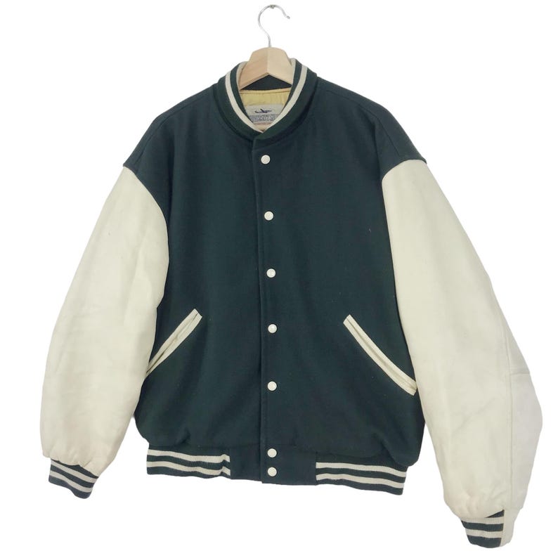 Vintage 90’s University Shop Varsity Jacket Letterman Wool/leather ...