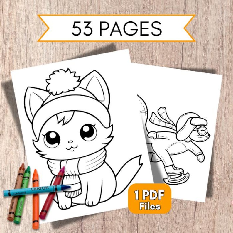 53 Winter Themed Coloring Pages Educational Coloring Book 53 Fun ...
