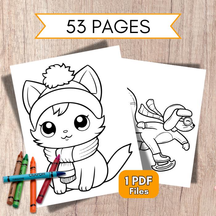 53 Winter Themed Coloring Pages Educational Coloring Book 53 Fun ...