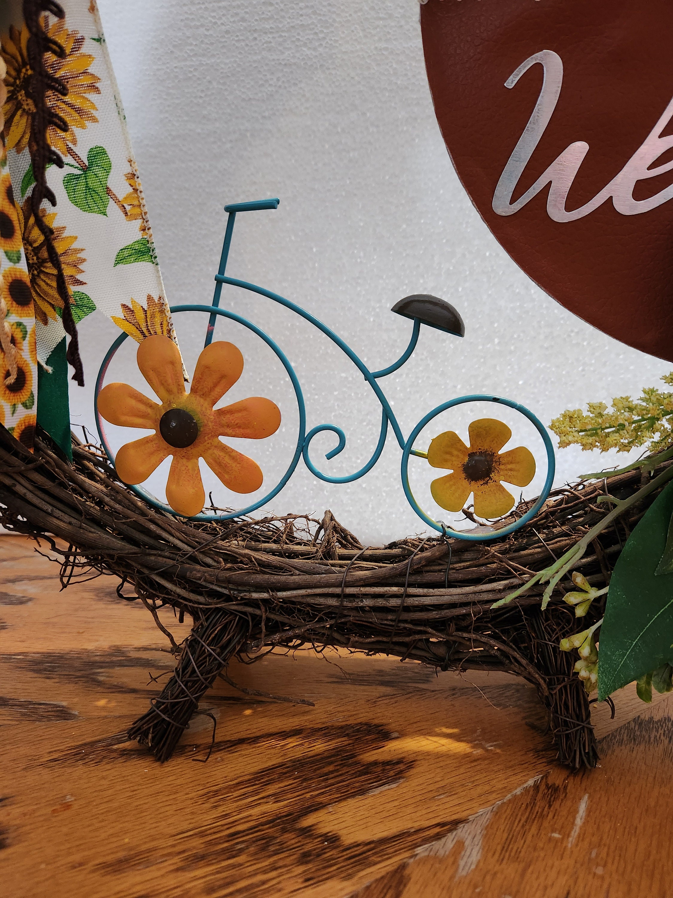 Sunflower Bicycle Spring Wreath - Stand Alone - Etsy