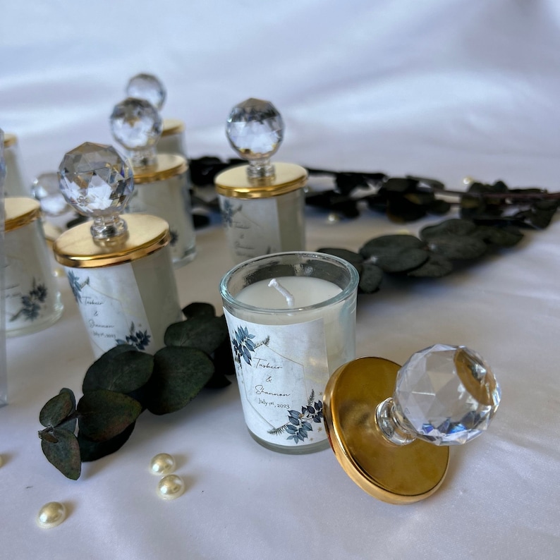 Crystal Lid Candle Wedding Favors: Personalized Engagement Gift - Etsy