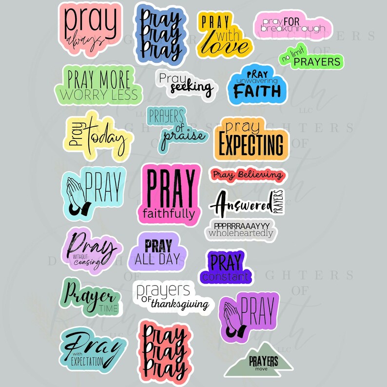 Prayer Print and Cut Stickers, (PNG, JPG Files) Christian, Encouraging ...