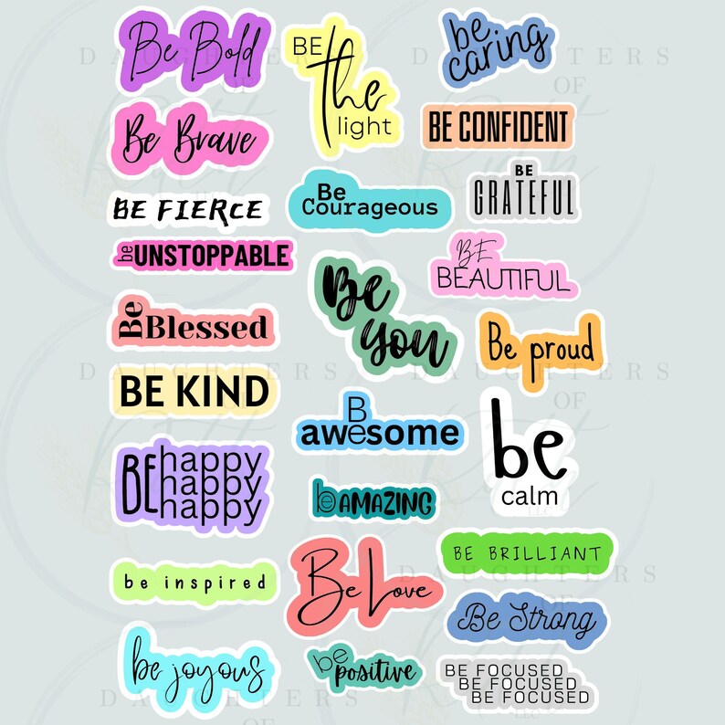 Encouraging, Inspirational, Printable Stickers, Digital File, (PNG, JPG ...