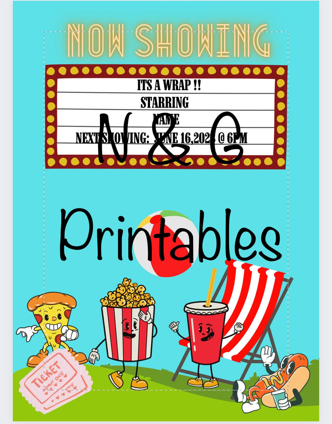 Movie Night- Editable Printables - Etsy