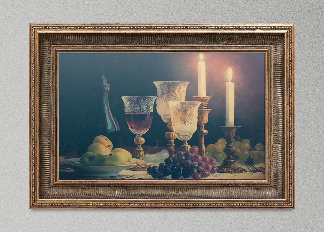 Table Setting Rustic Painting Vintage Still Life Printable Digital ...