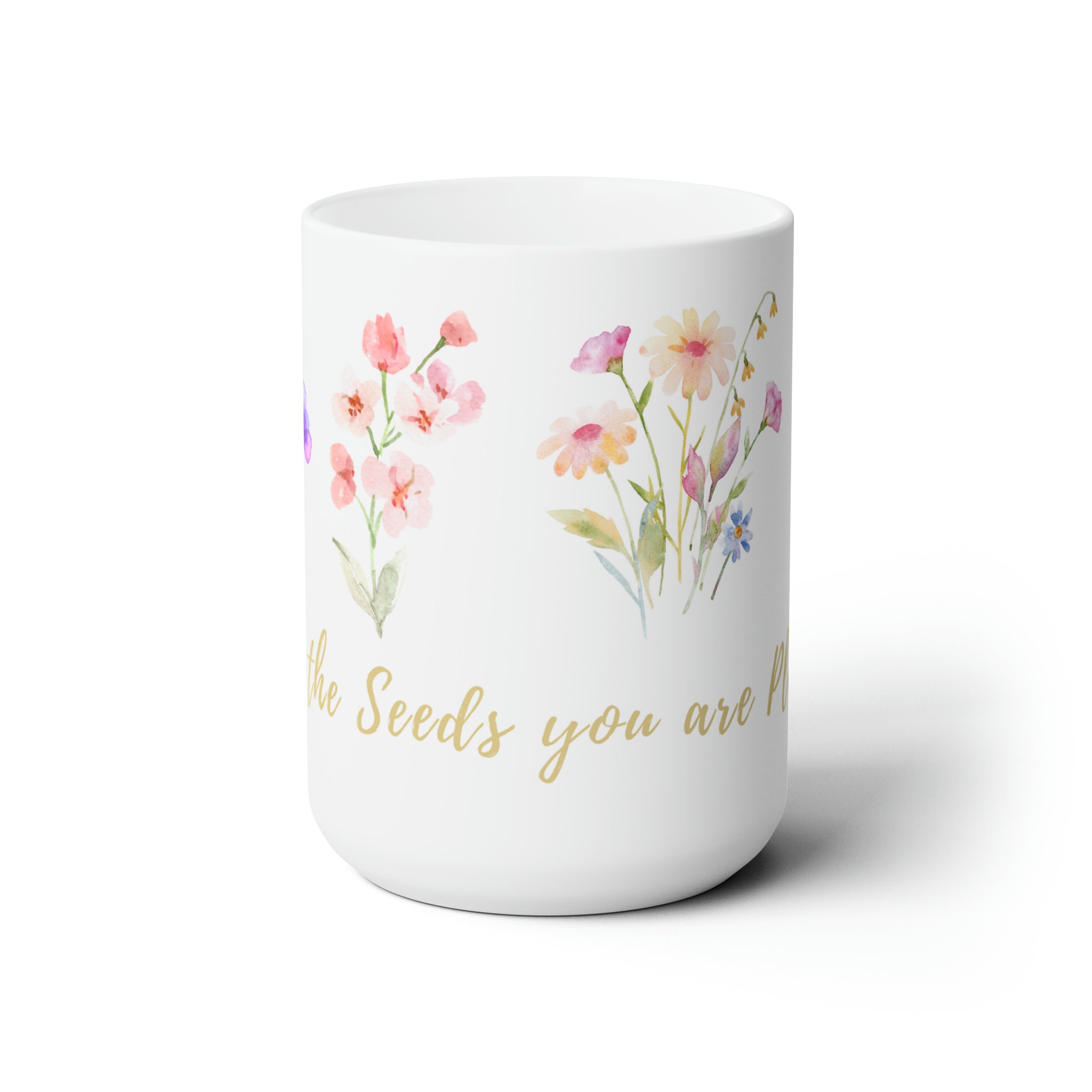 Motivational Quote Mug, Watercolor Wildflower Coffee Mug, Gift for ...
