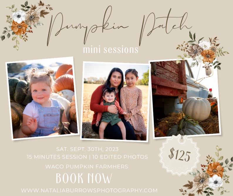 Pumpkin Patch Digital Template, Fall Mini Session Template, Photography Mini Session Template ...