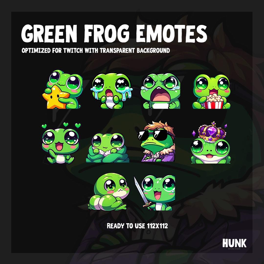 Green Frog Emotes | Cute Frogs | Twitch Emotes Frog | Cozy Emotes ...