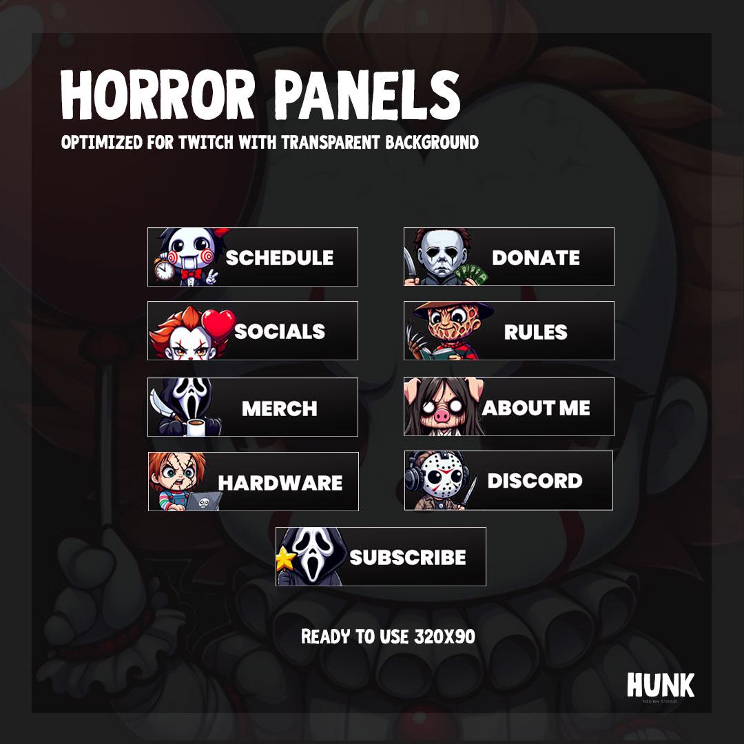 Horror Panel Pack | Twitch, Kick, Dbd Panels, Dbd Emotes, Horror Panels ...