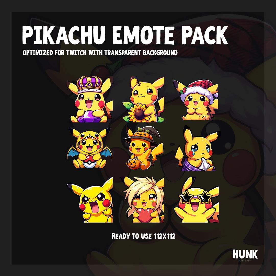 Pikachu Emote Pack Twitch, Youtube, Discord, Pokemon Emotes, Christmas ...