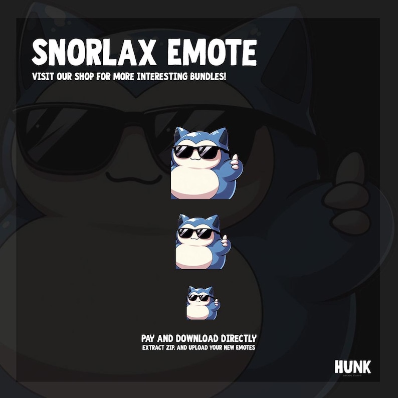 Cool Snorlax Twitch Emote | Cool Pokemon Emote | Emoji | Sunglasses ...