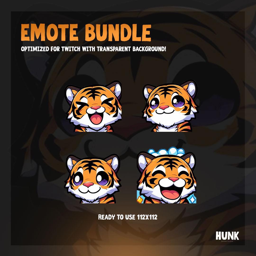 4x Twitch Emotes - Tiger | Comic & Illustration - Instant Download ...