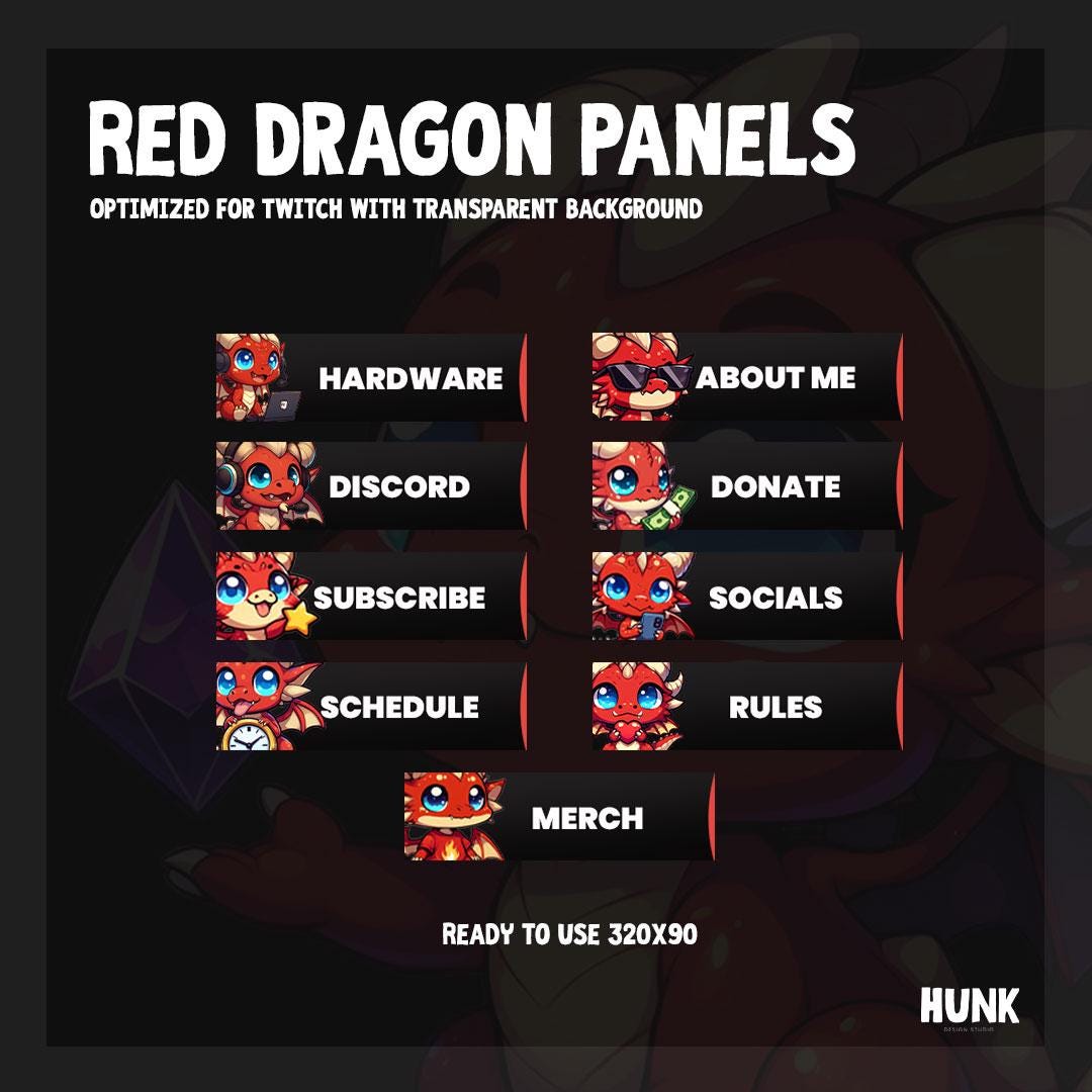 Red Dragon Panels | Twitch, Dragon Panels, Kick Panels, Twitch Panels ...