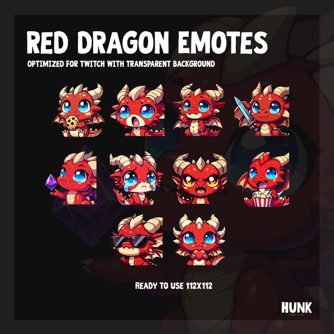 Red Dragon Emotes | Red Dragon | Cool Dragon Emotes | Twitch Emotes ...