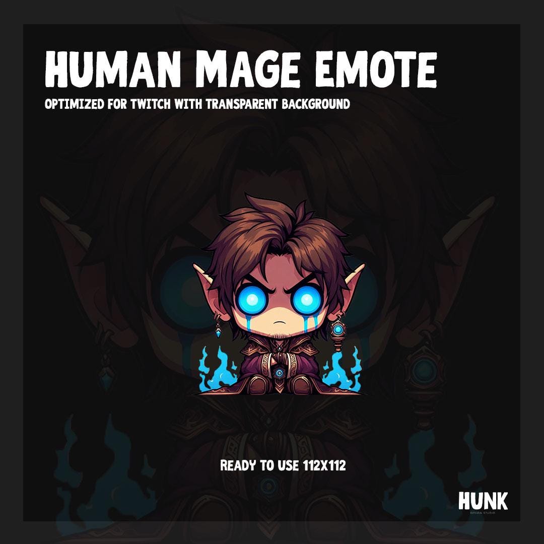 Human Mage Emote | Twitch, Youtube, Discord, Wow Emotes, Lurk Emotes ...