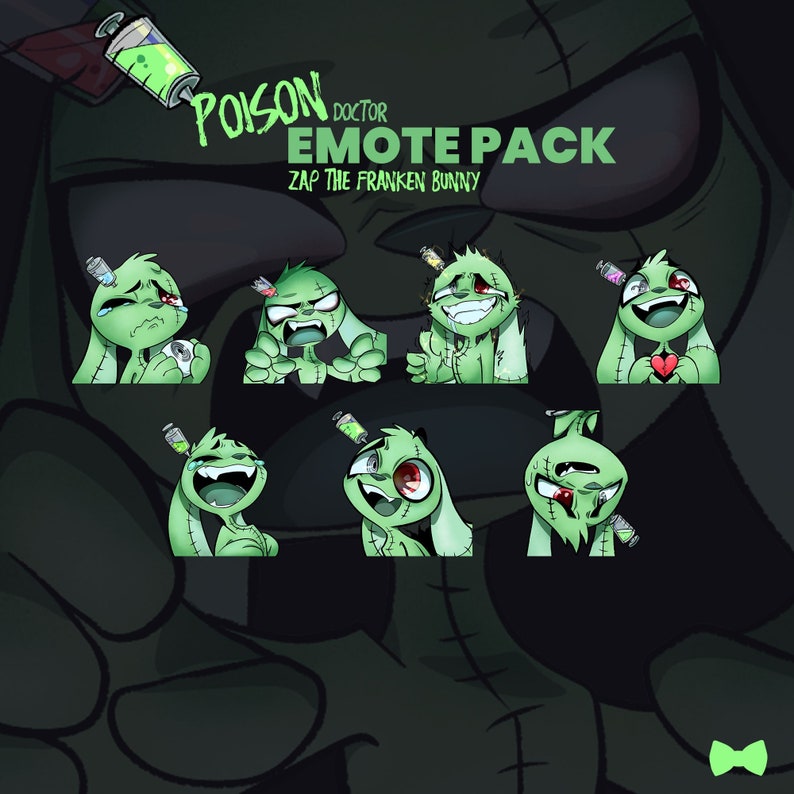 7x Twitch Emote Pack - Green Frankenstein Horror | Comic & Illustration ...