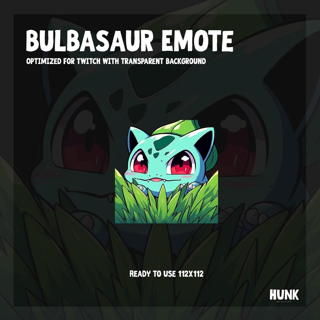 Cute Bulbasaur Twitch Emote | Lurk Pokemon Emote | Emoji | Bulbasaur ...