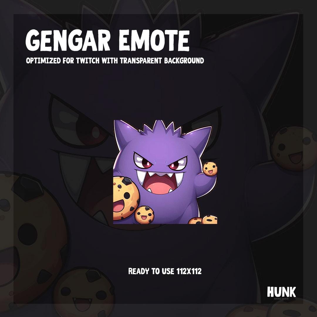 Cute Gengar Twitch Emote | Pokemon Emotes | Emoji | Cookie Emote ...