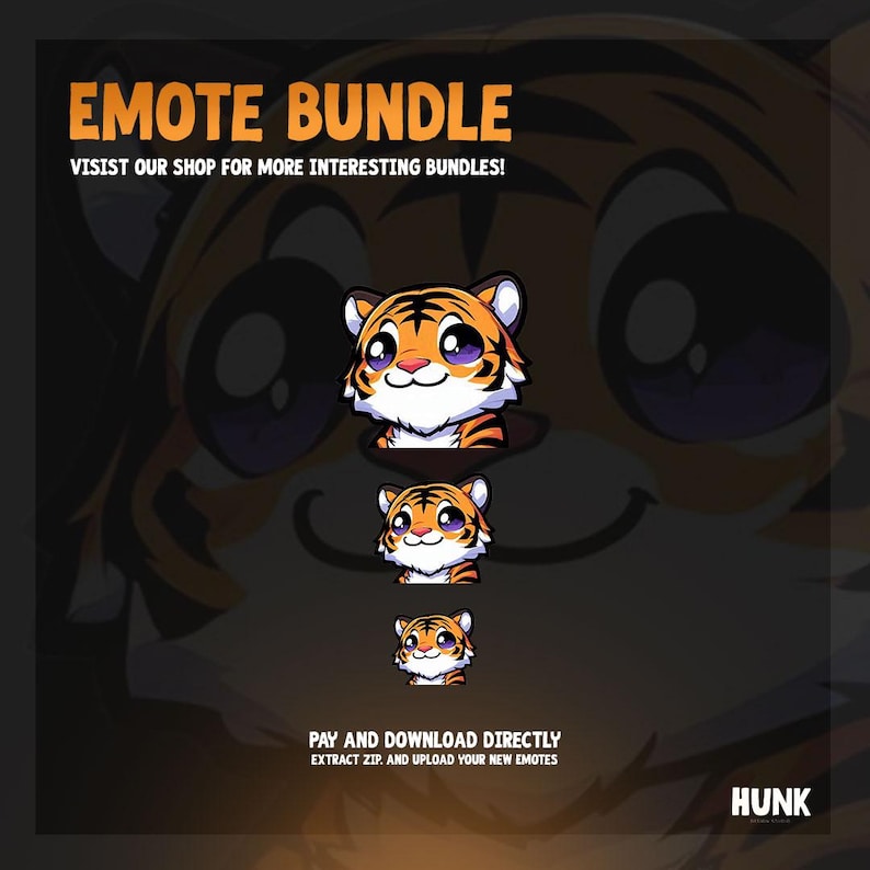 4x Twitch Emotes - Tiger | Comic & Illustration - Instant Download ...
