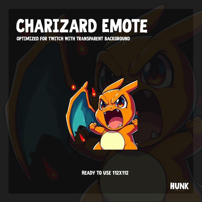 Cute Charizard Twitch Emote | Rage Pokemon Emote | Emoji | Charizard ...