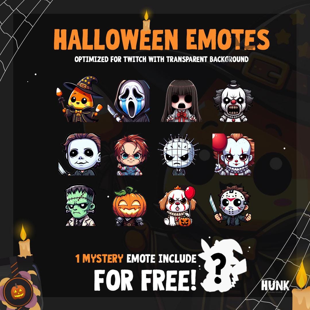Twitch Emote MEGA Pack | Halloween Emotes | Horror Emotes | Movie ...