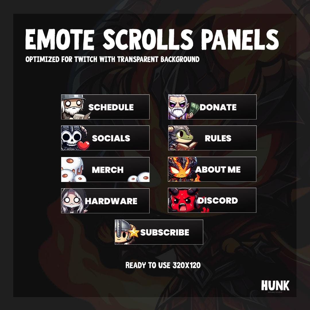 Panel Pack | Twitch, Teso Panels, Kick Panels, Twitch Panels, Emotes ...