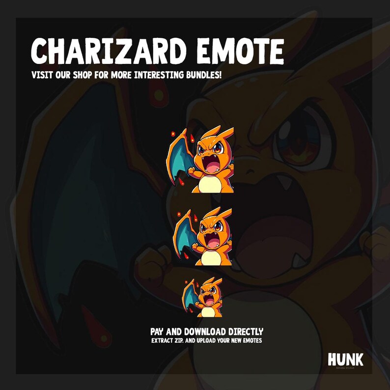 Cute Charizard Twitch Emote | Rage Pokemon Emote | Emoji | Charizard ...