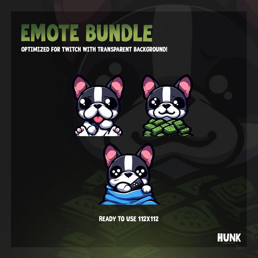 3x Twitch Emotes - French Bulldog | Comic & Illustration - Instant ...