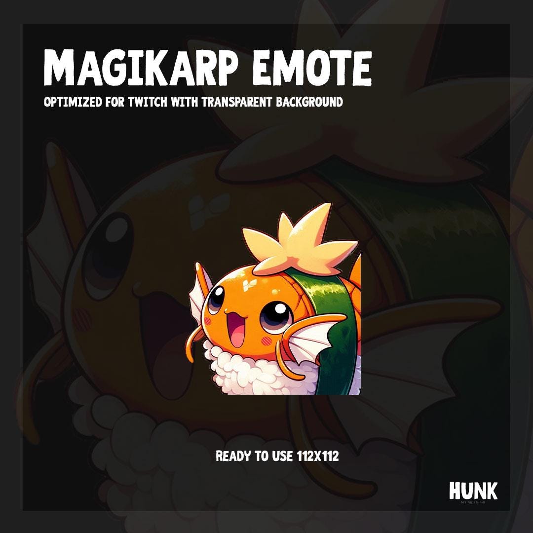 Cute Magikarp Twitch Emote | Sweet Pokemon Emote | Emoji | Magikarp ...
