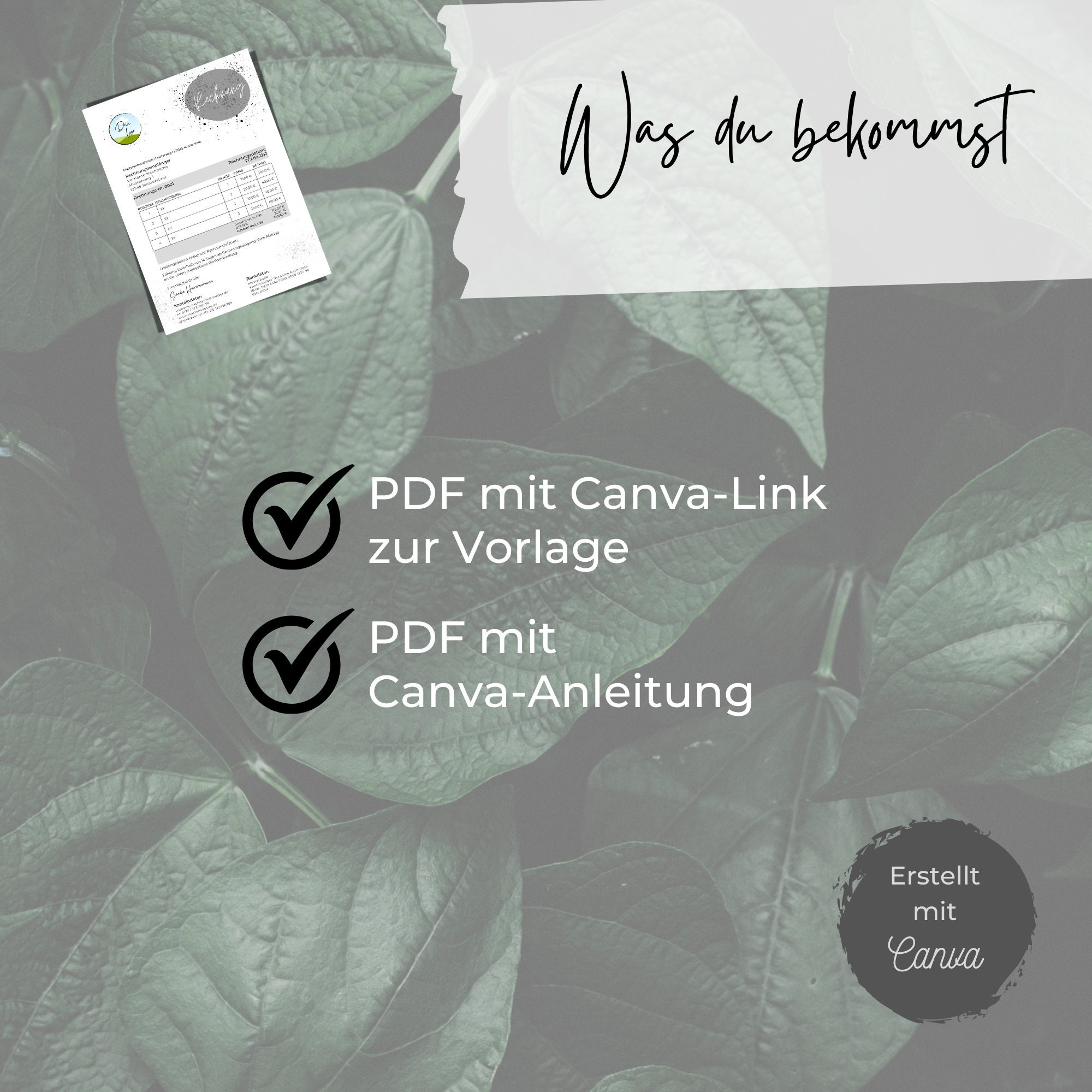 Invoice Template German Customizable Canva Template Black White Simple ...