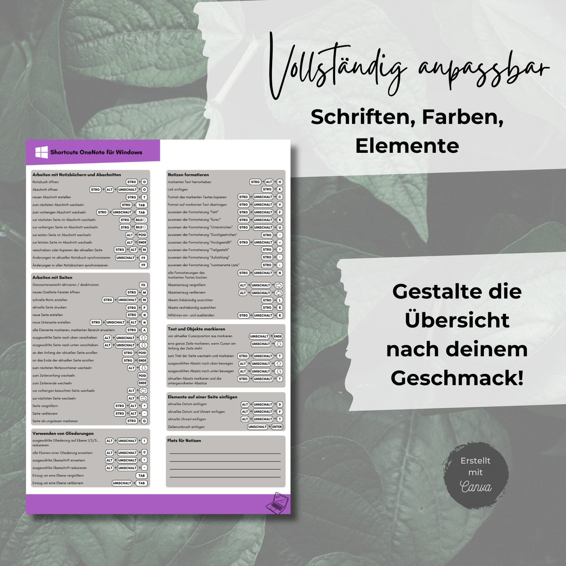 Microsoft Onenote Shortcuts for Windows A4 Customizable Canva Template ...