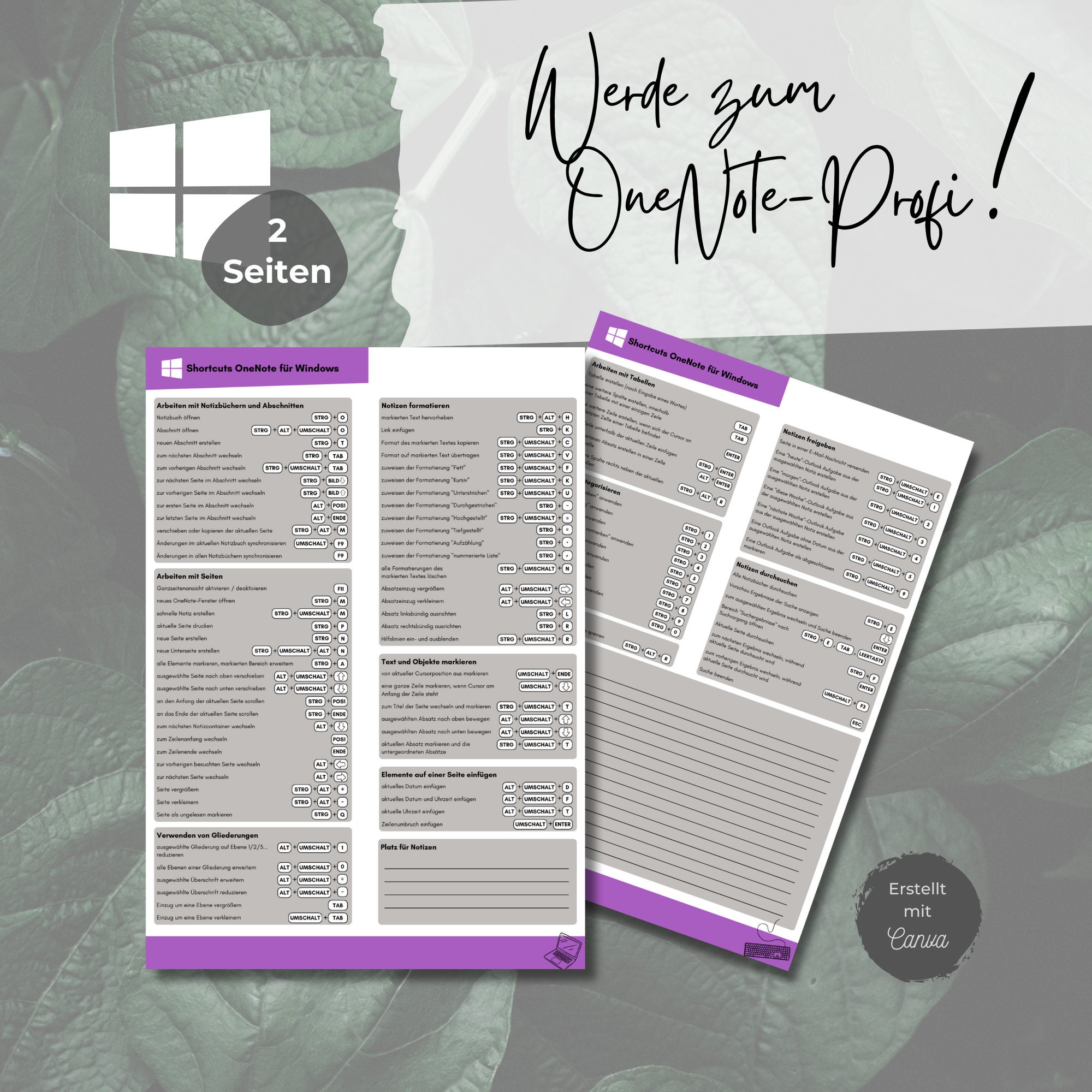 Microsoft Onenote Shortcuts for Windows A4 Customizable Canva Template ...