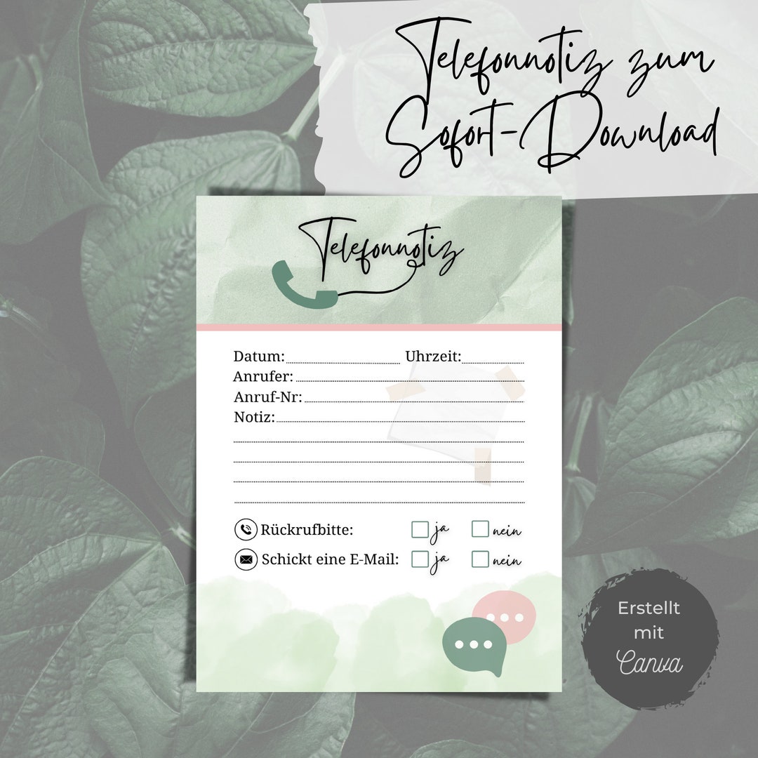 Phone Note Call Sheet Conversation Note Customizable Canva Template ...