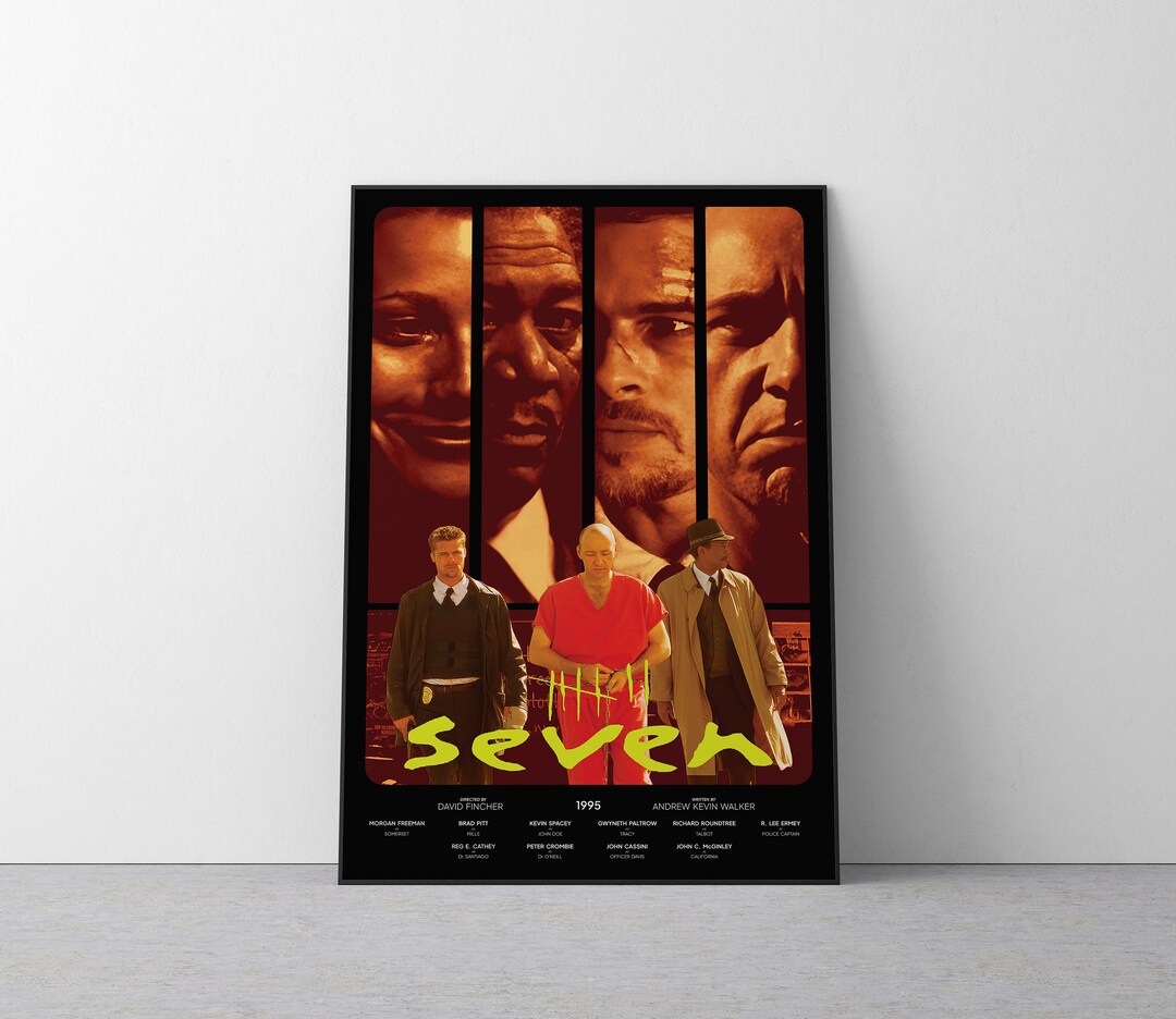 Seven, Se7en 1995 Halftone Movie Poster, Dark Theme, Light Theme ...