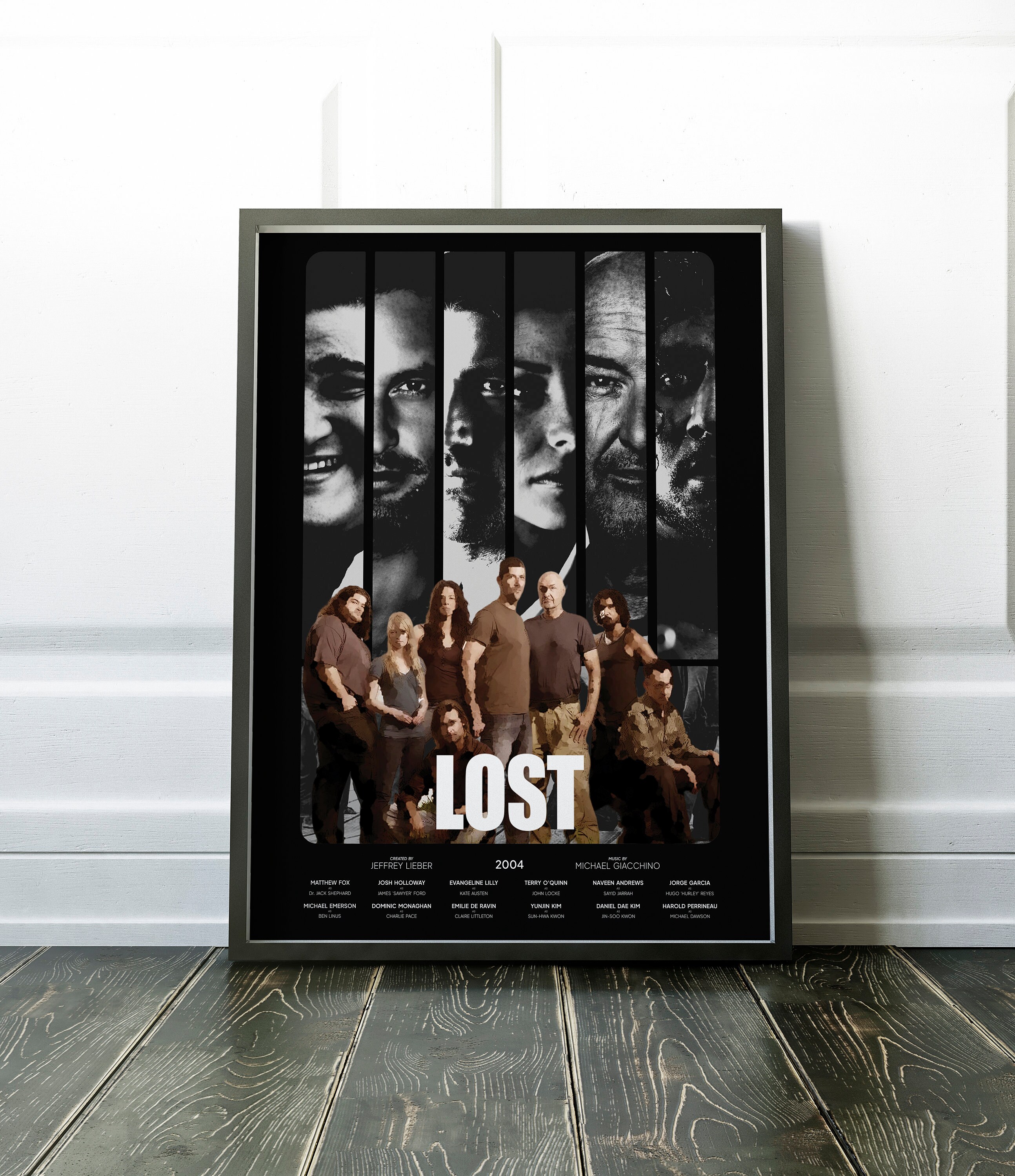 Lost Halftone Tv Series Poster, Grayscale Theme, Modern Poster Print ...