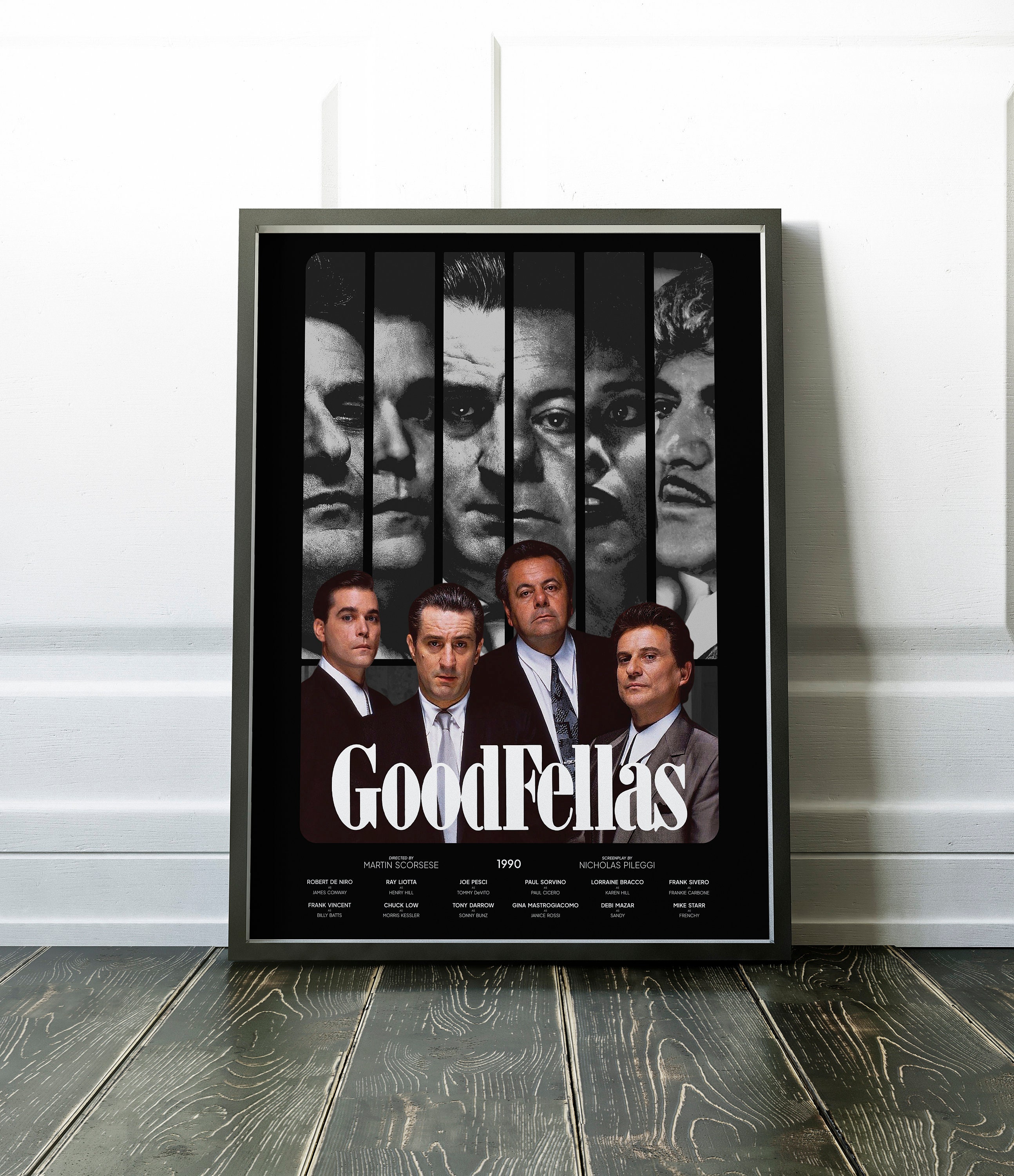 The Goodfellas 1990 Halftone Movie Poster, Grayscale Theme, Modern ...