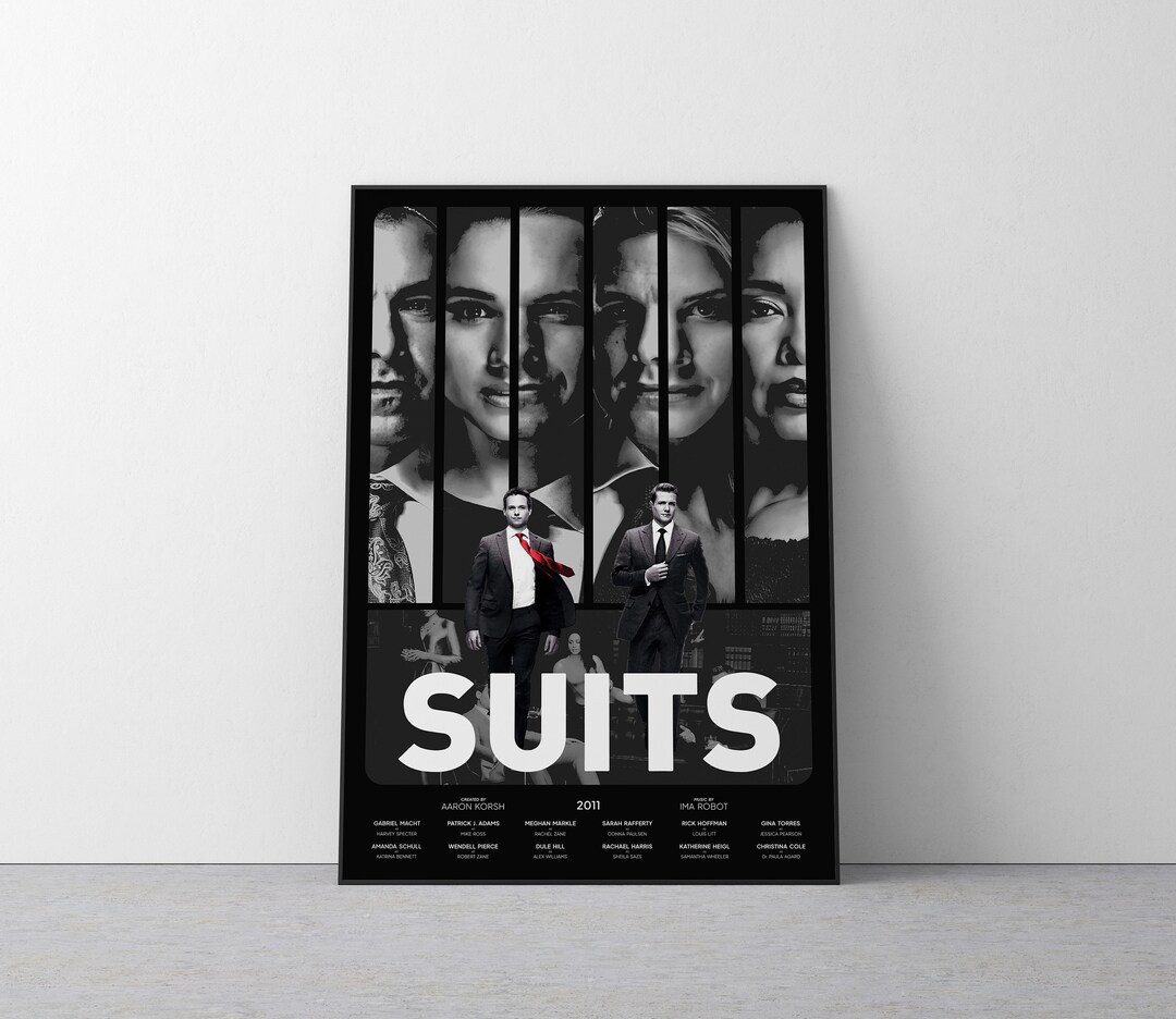 Suits Halftone Tv Series Poster, Dark Theme, Grayscale Poster Print ...
