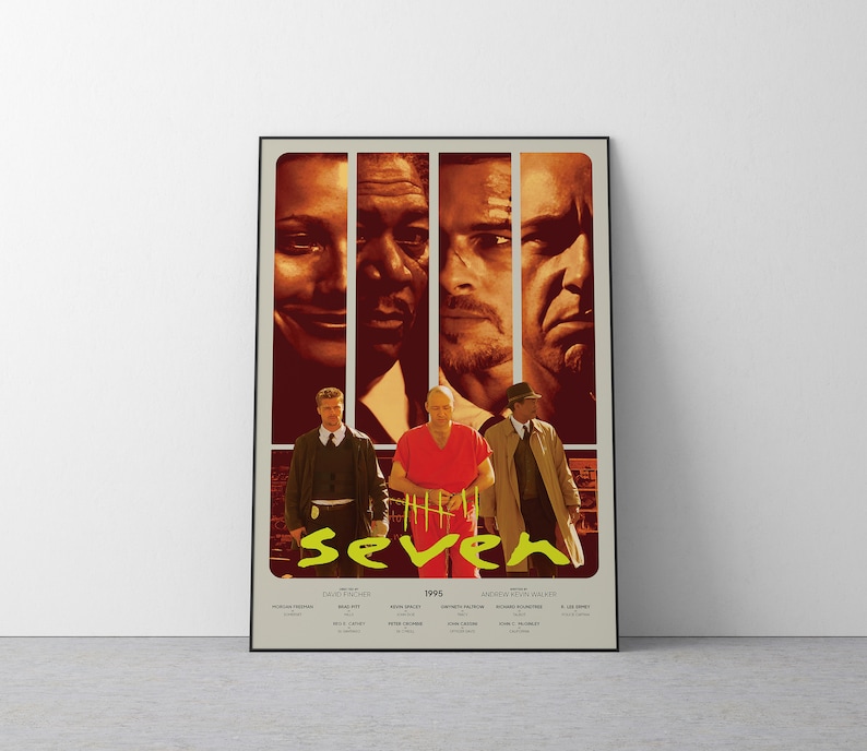 Seven, Se7en 1995 Halftone Movie Poster, Dark Theme, Light Theme ...