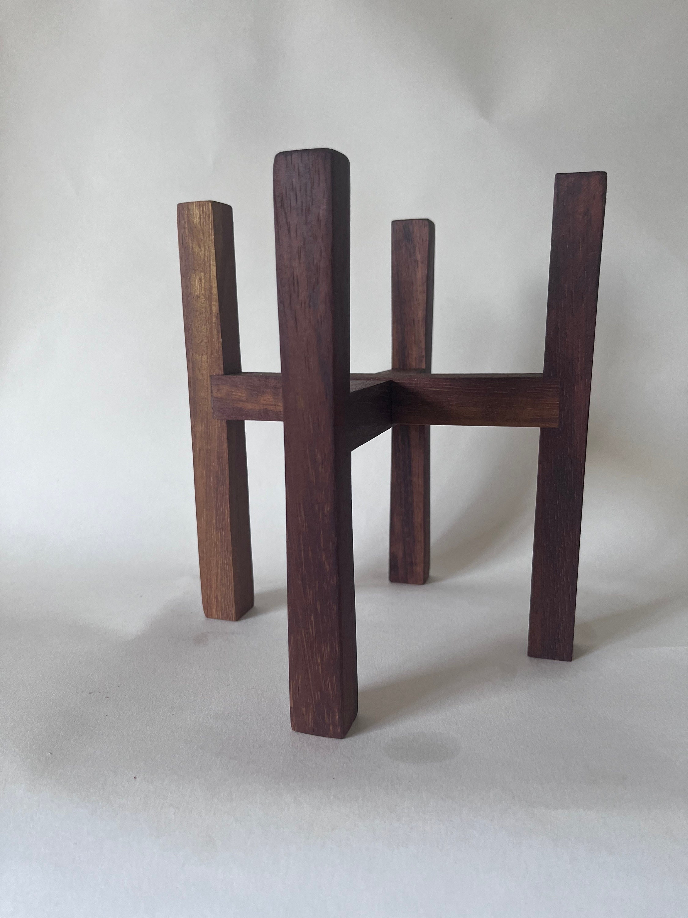 Mid Century Modern House Plant Stand Made From Iroko Hardwood. - Etsy