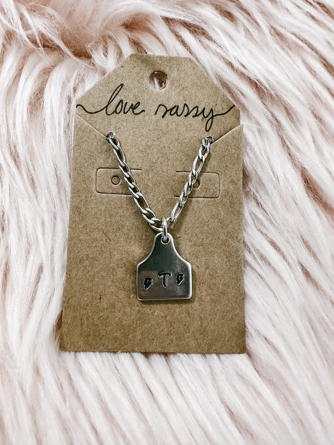 Custom Hand Stamped Lightning Bolt Initial Lightning Bolt Ear Tag ...