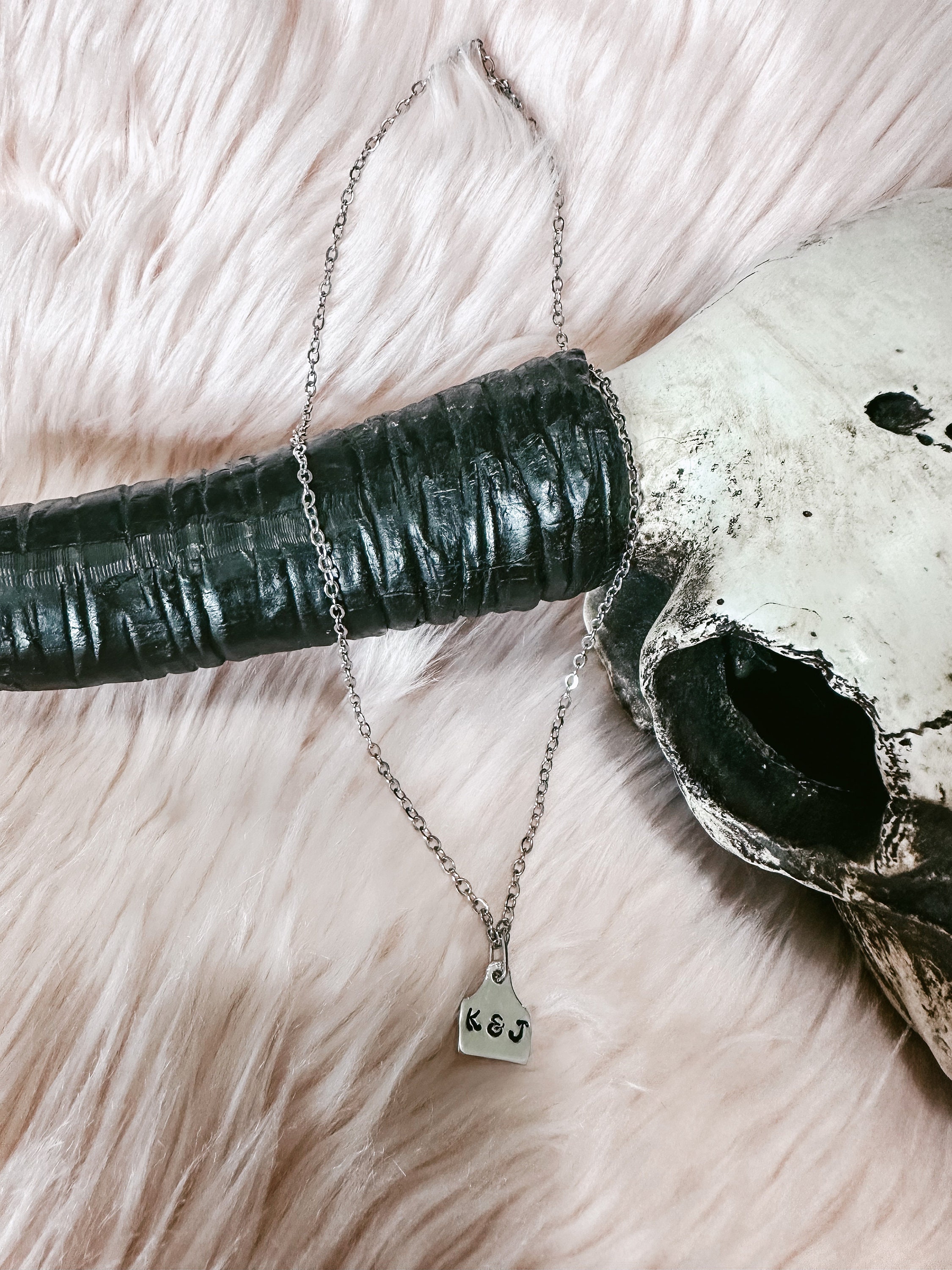 Custom Hand Stamped Lightning Bolt Initial Lightning Bolt Ear Tag ...