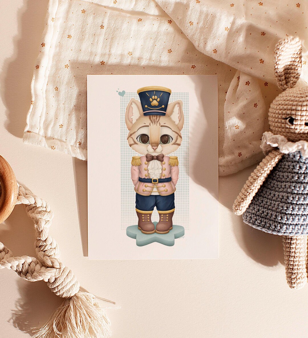 Bengal Cat Nutcracker Printable Christmas Postcard: Colourful Shy ...